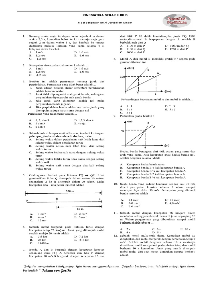 Kinematika Gerak Lurus | PDF