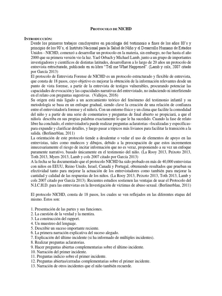 Protocolo de NICHD | PDF | Verdad | Información