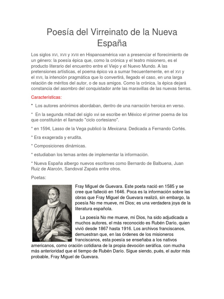 Poesía Del Virreinato de La Nueva España | PDF | Nueva españa | Poesía