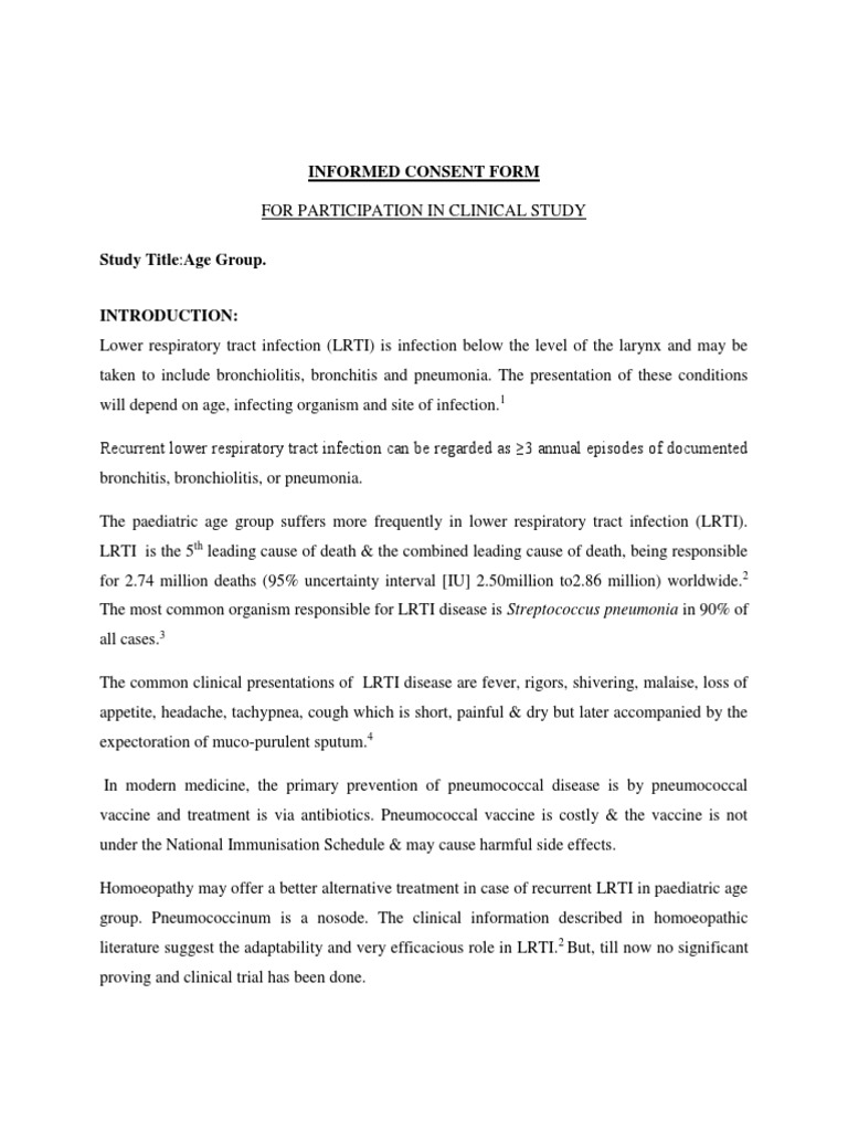 Study Consent Form | PDF | Pneumonia | Microbiology