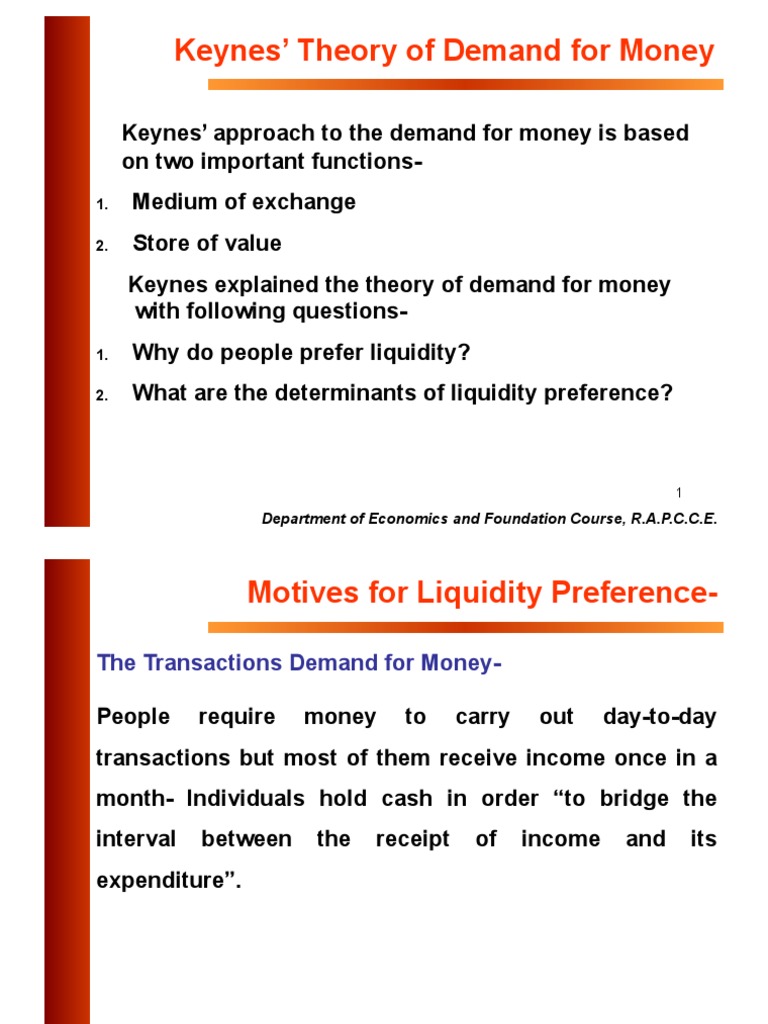 Liquidity Preference Theory PDF | PDF | Demand For Money | Money Supply