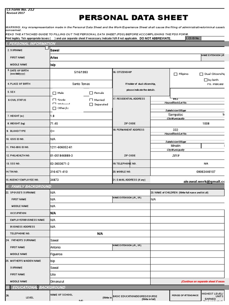 Personal Data Sheet | PDF | Passport | Crime & Violence