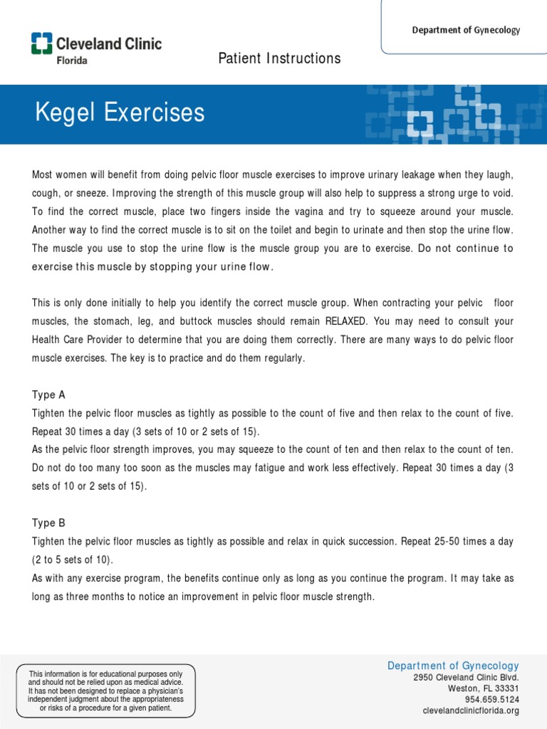 Kegel Exercises: Patient Instructions | PDF | Health Sciences | Clinical Medicine
