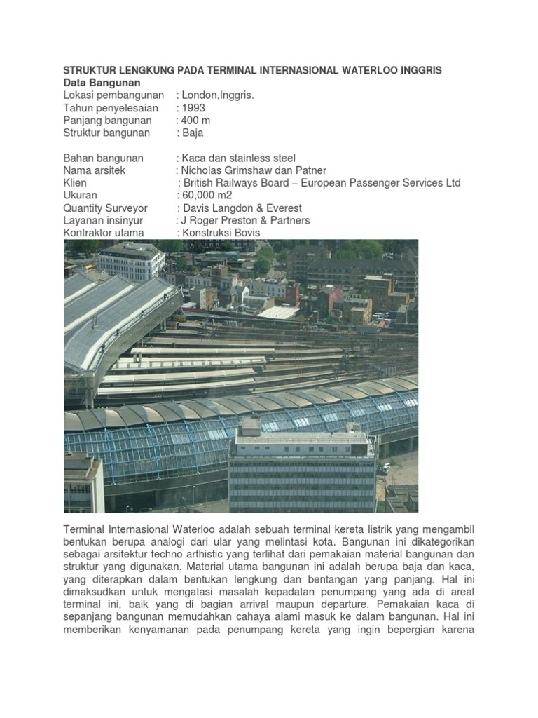 Struktur Lengkung Pada Terminal Internasional Waterloo Inggris | PDF