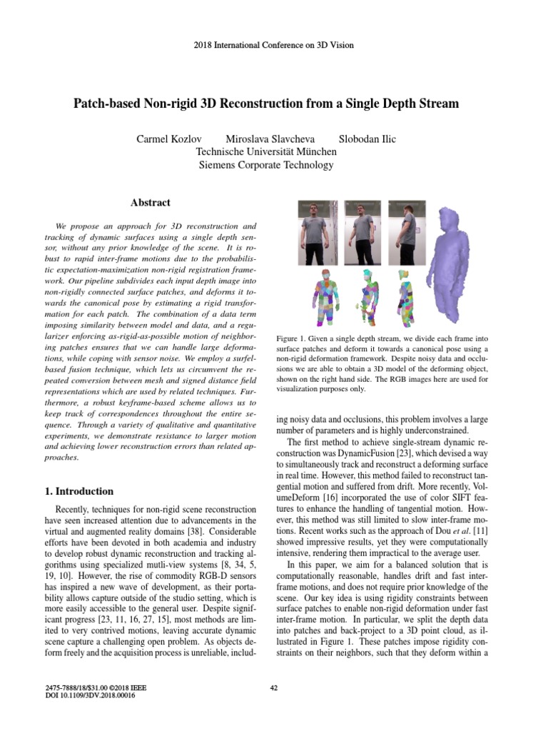 Patch Based Non Rigid 3D Reconstruction From A Single Depth Stream ... Patch Based Non Rigid 3D Reconstruction From A Single Depth Stream ...