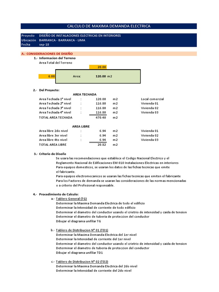 Cálculo de Demanda Máxima Eléctrica | PDF | Distribución de energía ...