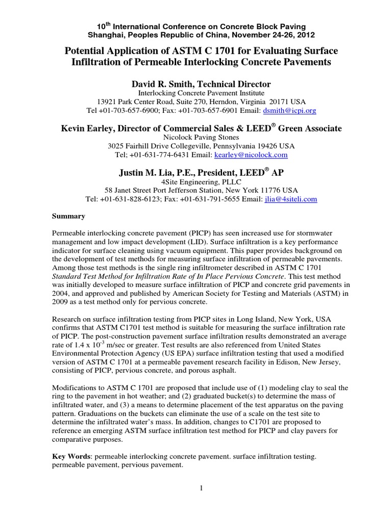 Potential Application of ASTM C 1701 For Evaluating Surface ...