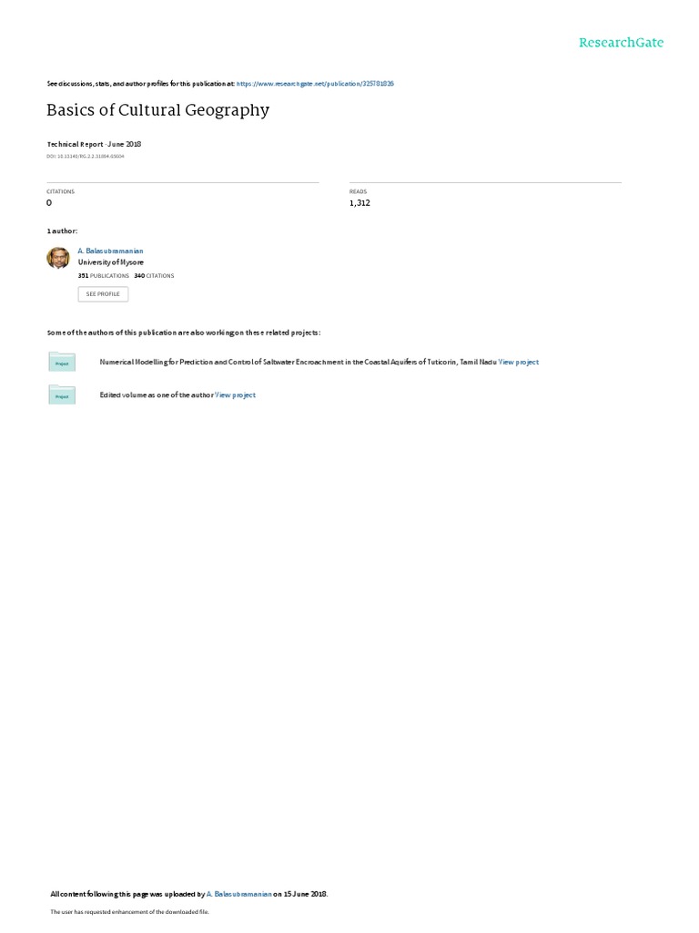 Basics of Cultural Geography: June 2018 | PDF | Cultural Geography ...