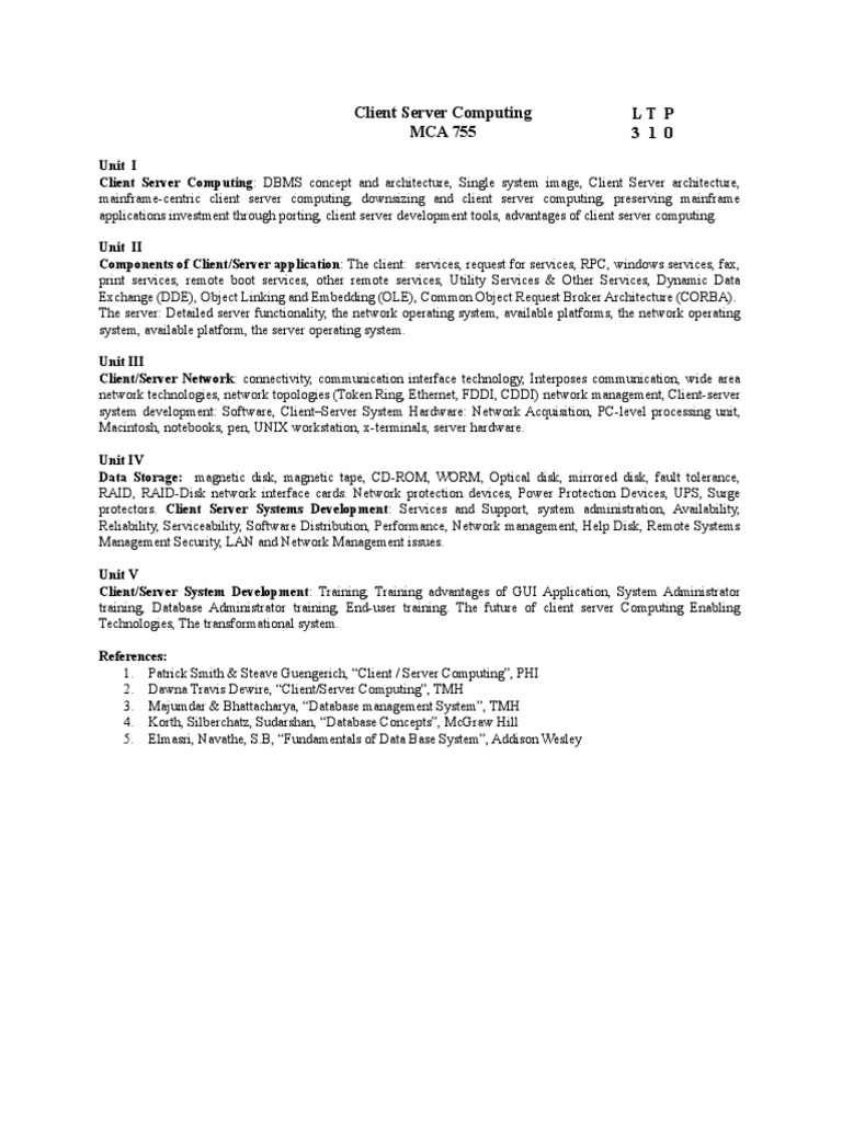 CSC Syllabus | PDF | Client–Server Model | Computer Network