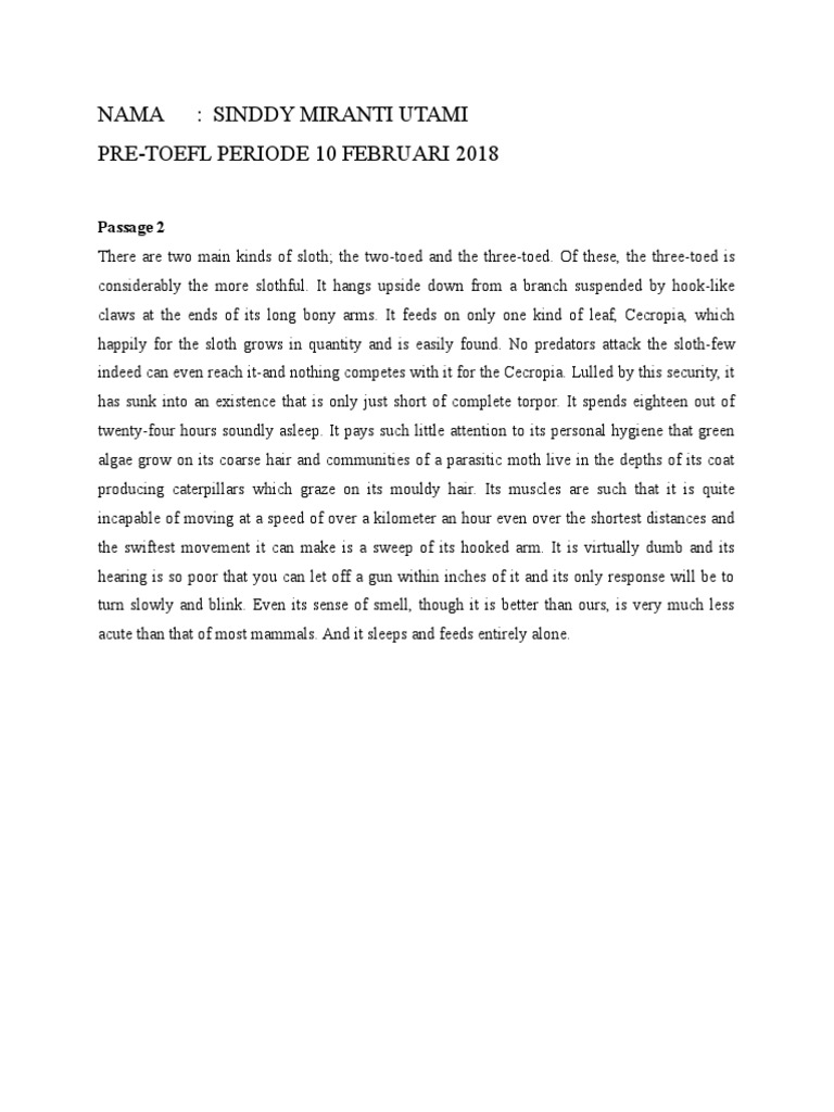Nama: Sinddy Miranti Utami Pre-Toefl Periode 10 Februari 2018 | PDF