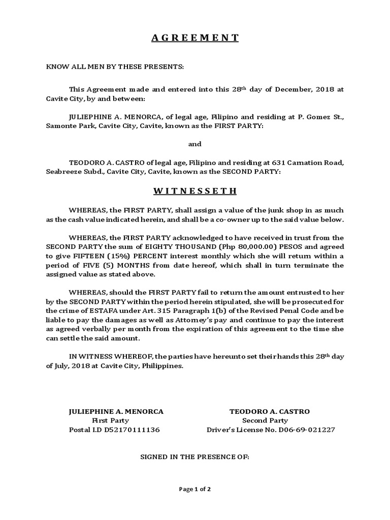 Agreement: Witnesseth | PDF | Social Institutions | Social Science