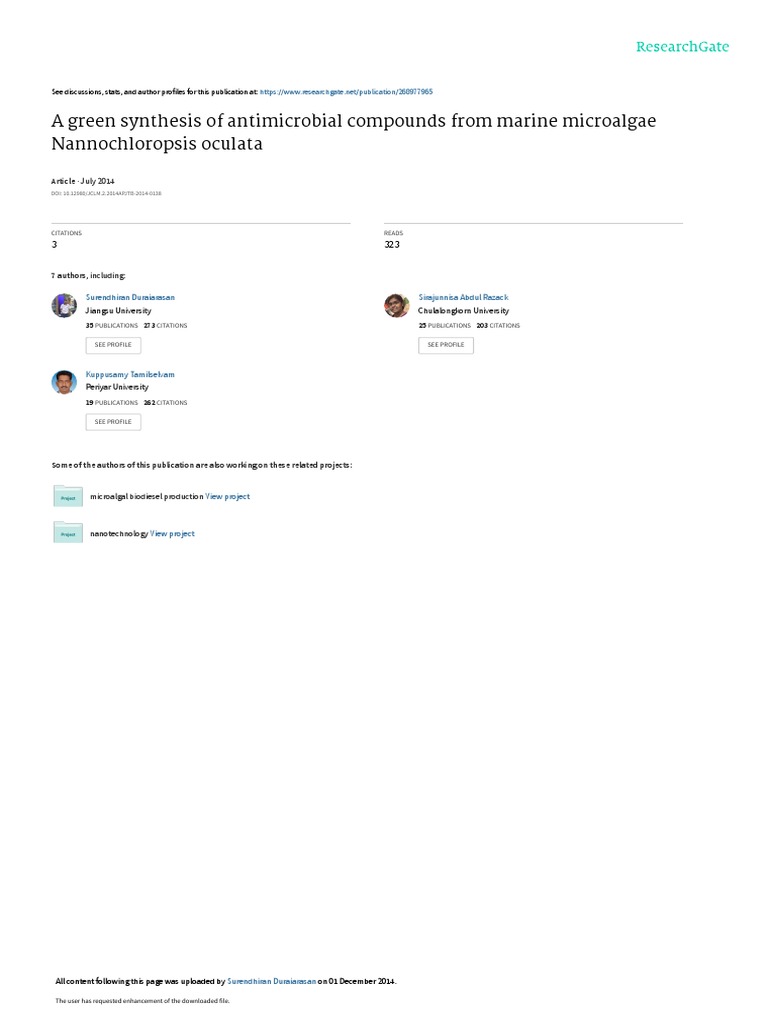 Antimicrobial N.oculata | Download Free PDF | Bacteria | Chemical Substances