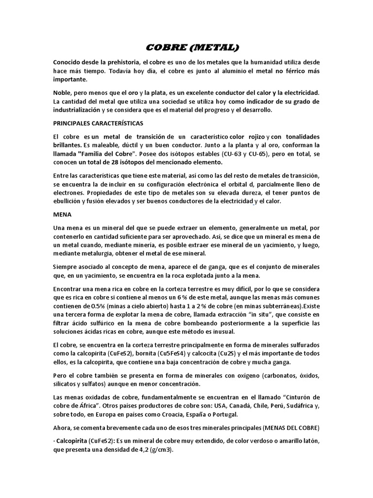 El Cobre | PDF | Cobre | Rieles