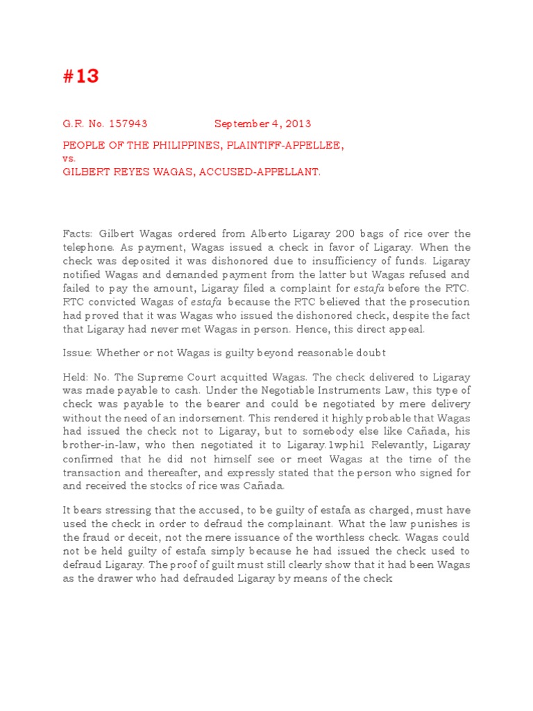 Nego Cases Digested # 13 & # 14 | PDF | Negotiable Instrument | Cheque