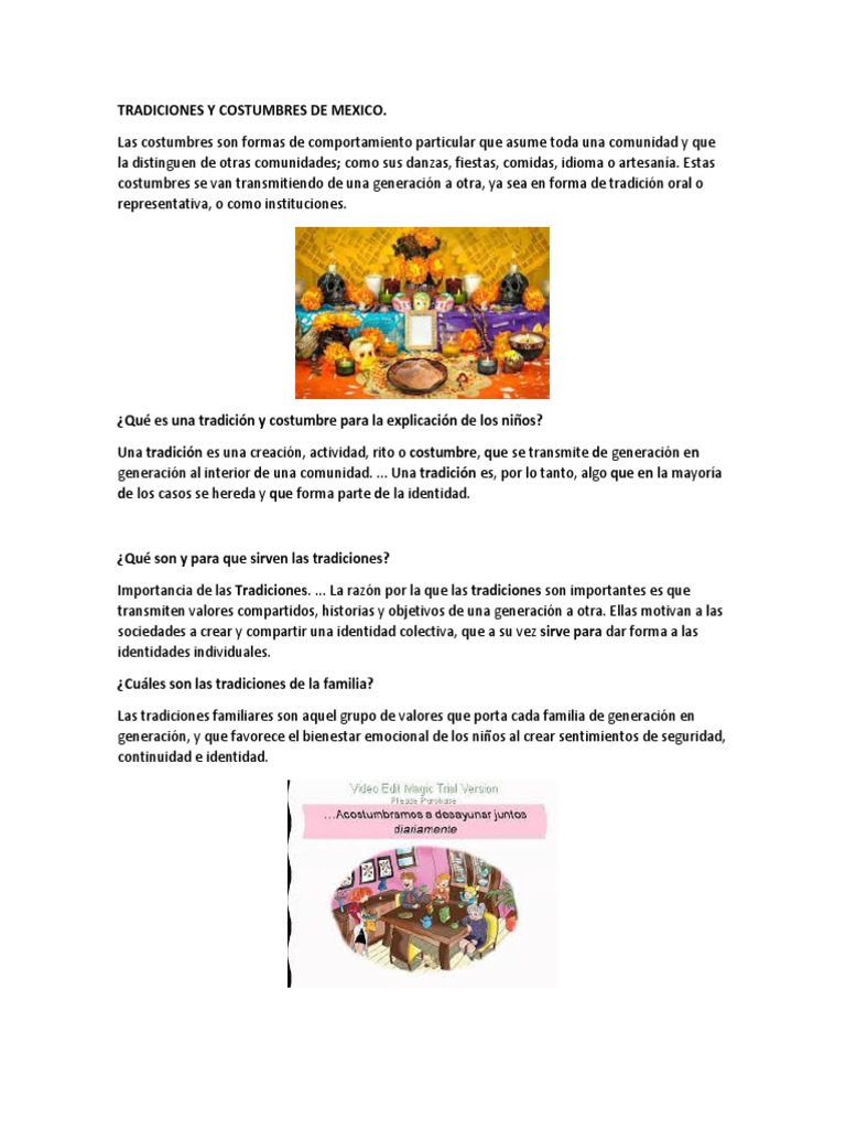 Tradiciones y Costumbres de México para Niños | PDF | Ciencias sociales