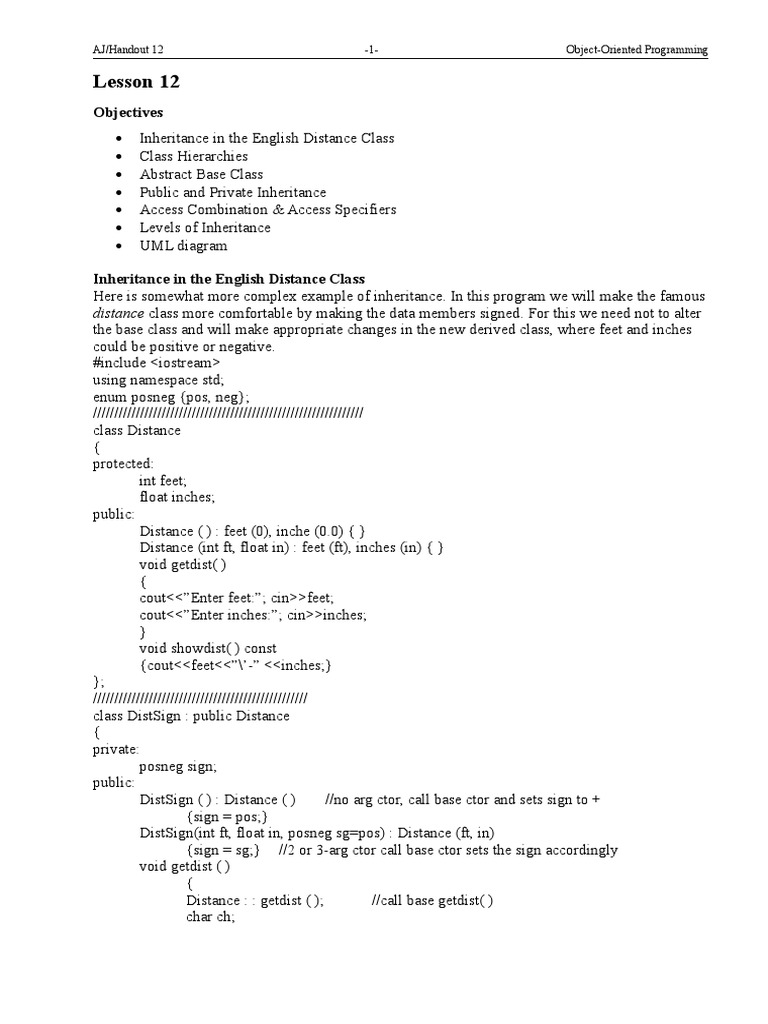 12 Inheritance2 Pdf Class Computer Programming Inheritance Object Oriented Programming 