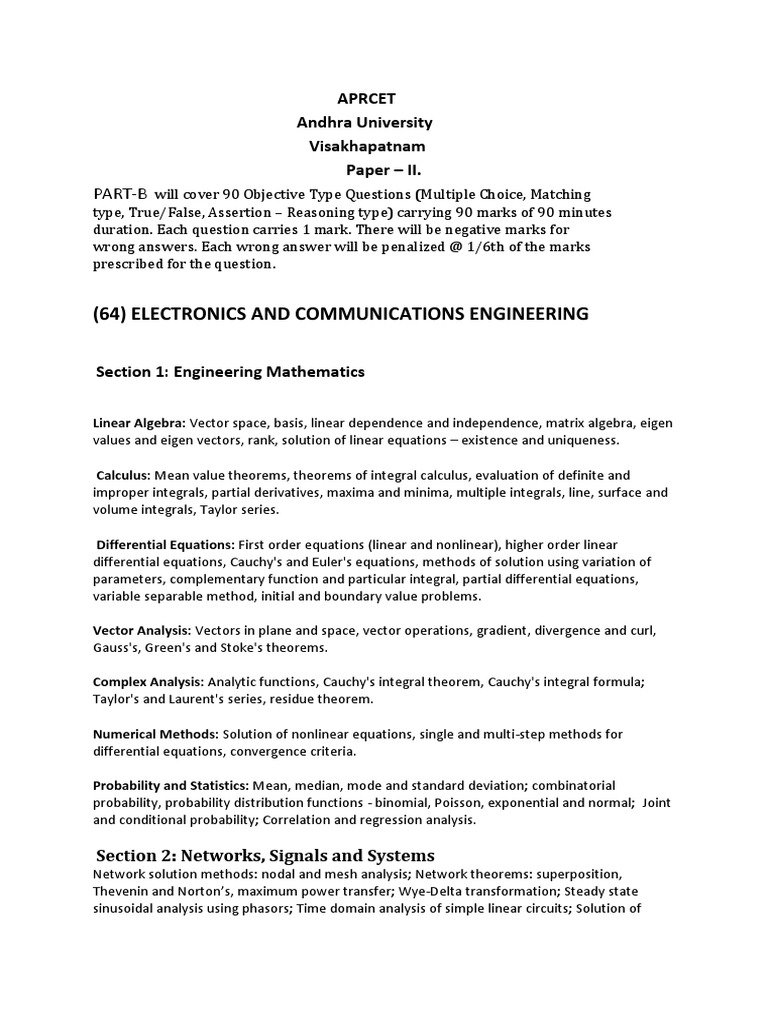 Electronics And Communications Engineering Part B Pdf Integral