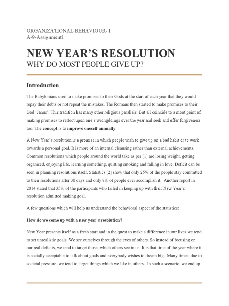 Why Most New Year's Resolutions Fail: An Analysis of the Psychological ...