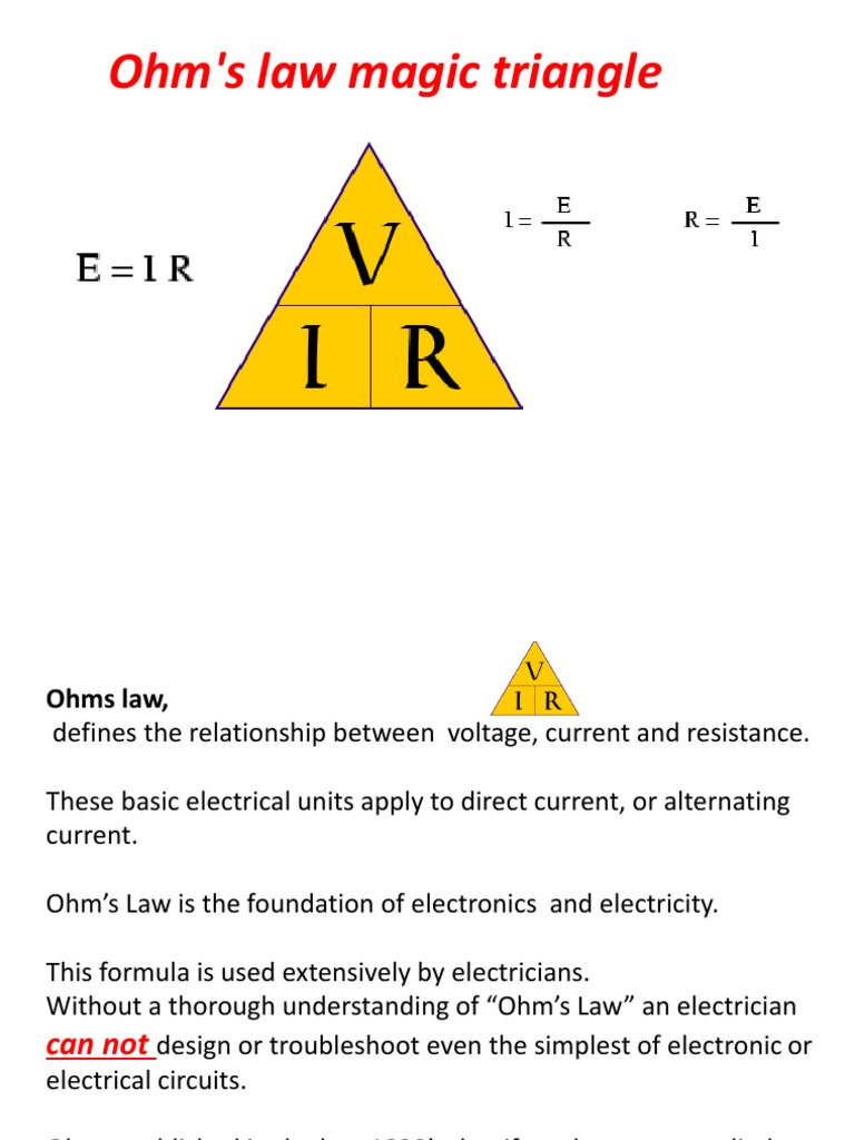 Ohm's Law Magic Triangle | PDF | Voltage | Electrical Resistance And ...
