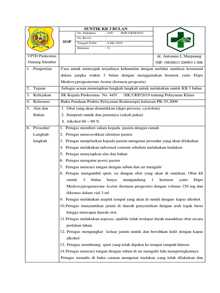 Sop KB Suntik 3 Bulan | PDF