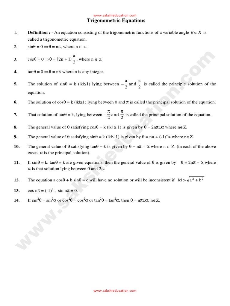 Trigonometric Equations Guide | PDF | Sine | Equations