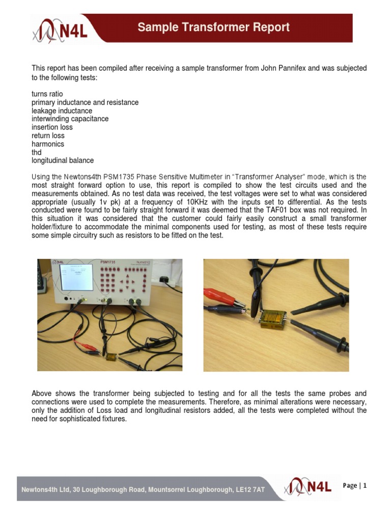 Sample Transformer Report: Newtons4th LTD, 30 Loughborough Road ...