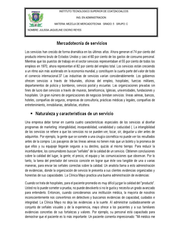 Mercadotecnia de Servicios | PDF | Marketing | Calidad (comercial)
