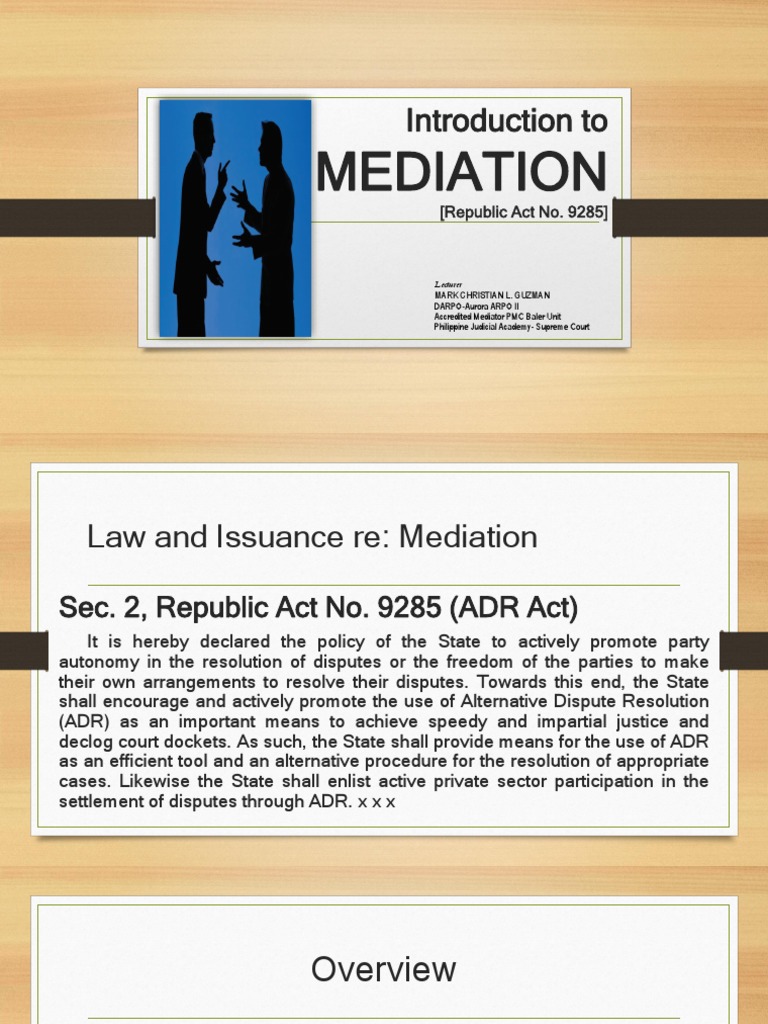 Introduction To Mediation | PDF | Mediation | Alternative Dispute ...