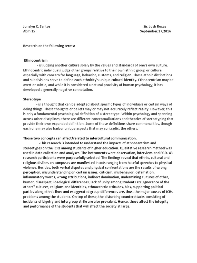 Ethnocentrism - Is Judging Another Culture Solely by The Values and ...