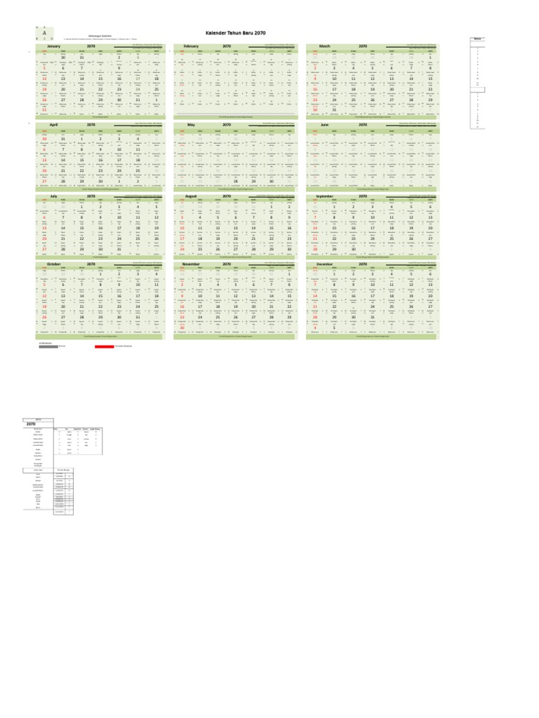 Kalender Tahun Baru 2070: January 2070 February 2070 March 2070 | PDF ...