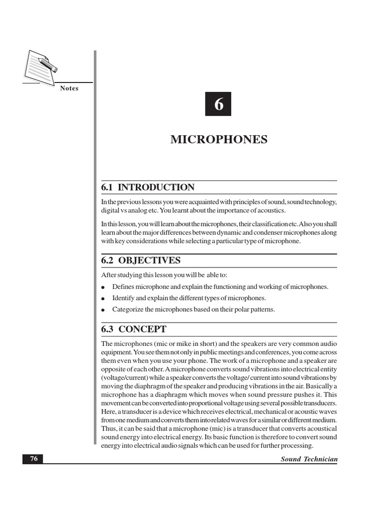 7 Lesson-06 Microphones | PDF | Microphone | Capacitor