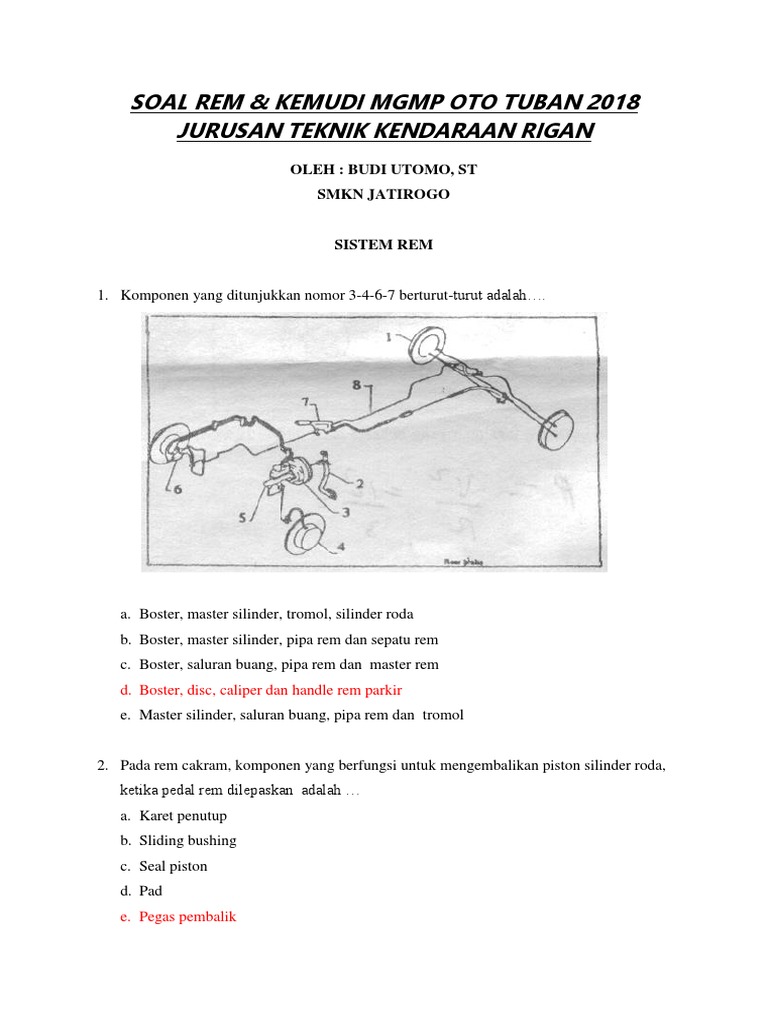 Soal Rem Dan Kemudi | PDF