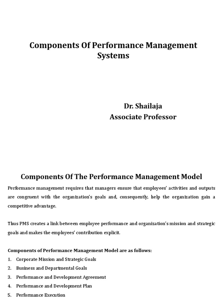 Components of Performance Management Systems | Download Free PDF | Goal ...