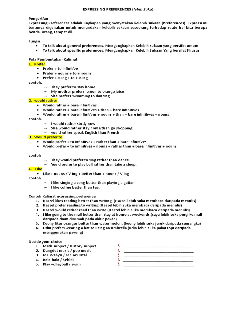 Expressing Preferences | PDF | Syntax