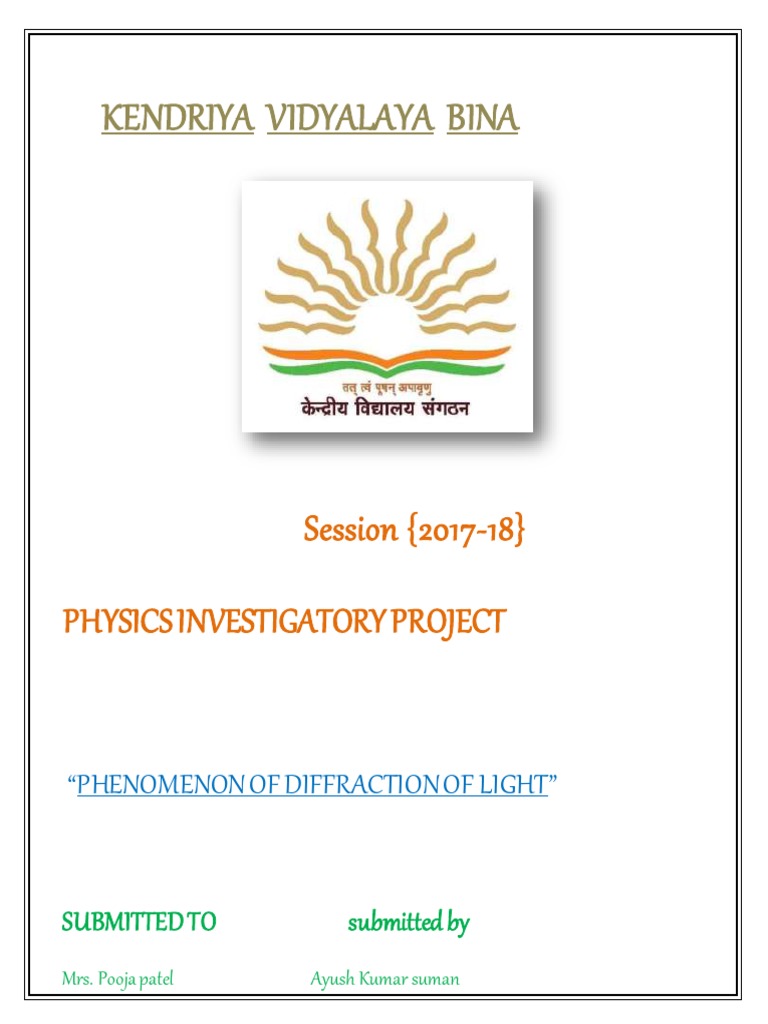 Diffraction of Light: Class 12 Project | PDF | Diffraction | Wavelength