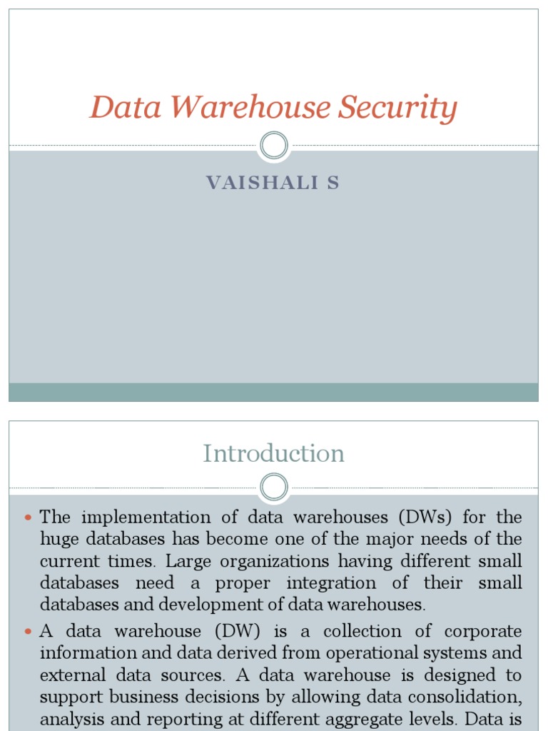 Data Warehouse Security Essentials | PDF | Data Warehouse | Computer ...