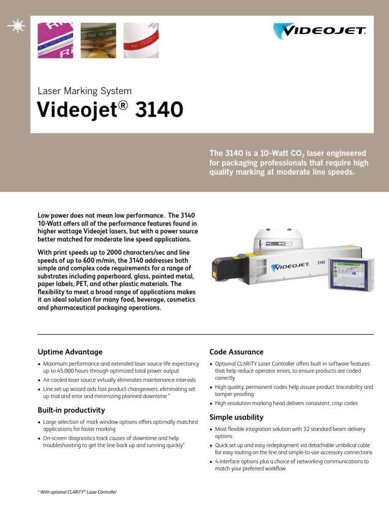 Videojet 3140: Laser Marking System | PDF | Laser | Packaging And Labeling