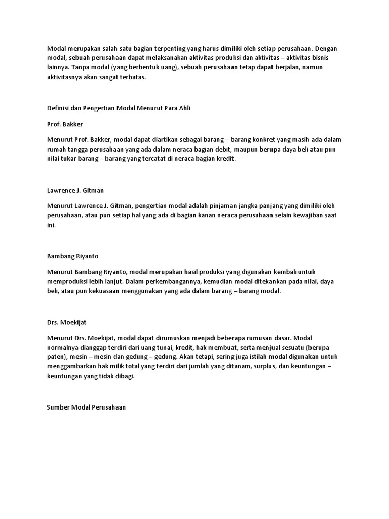 Modal Kerja Materi | PDF | Pengelolaan Keuangan & Uang