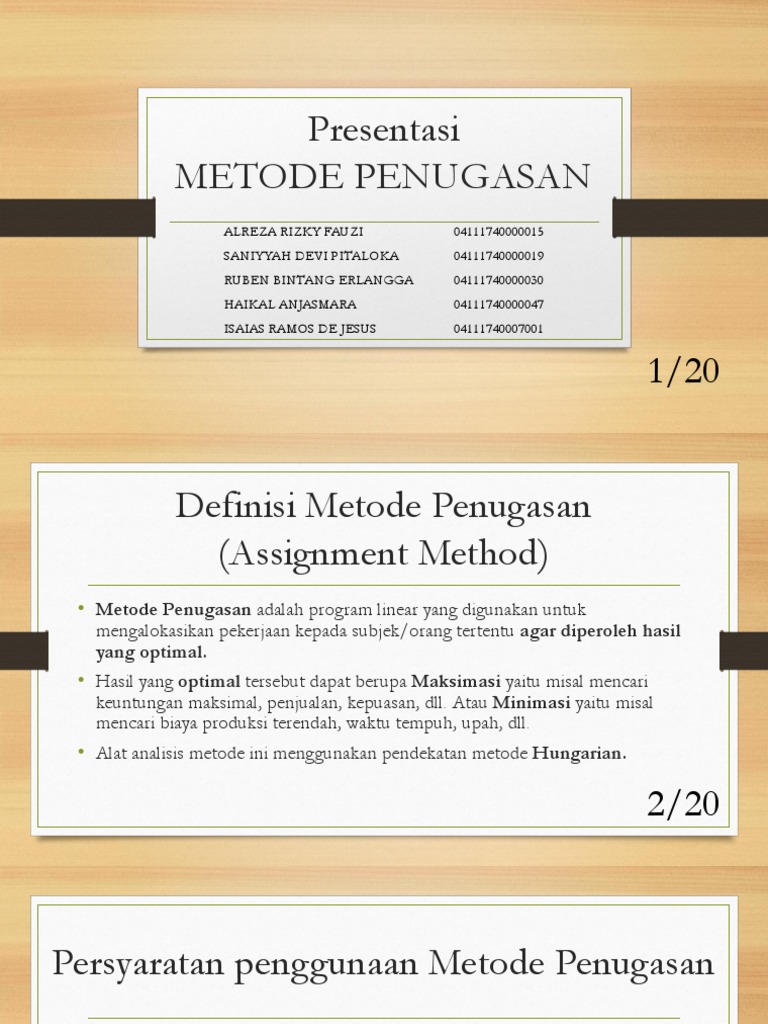 Presentasi Metode Penugasan | PDF