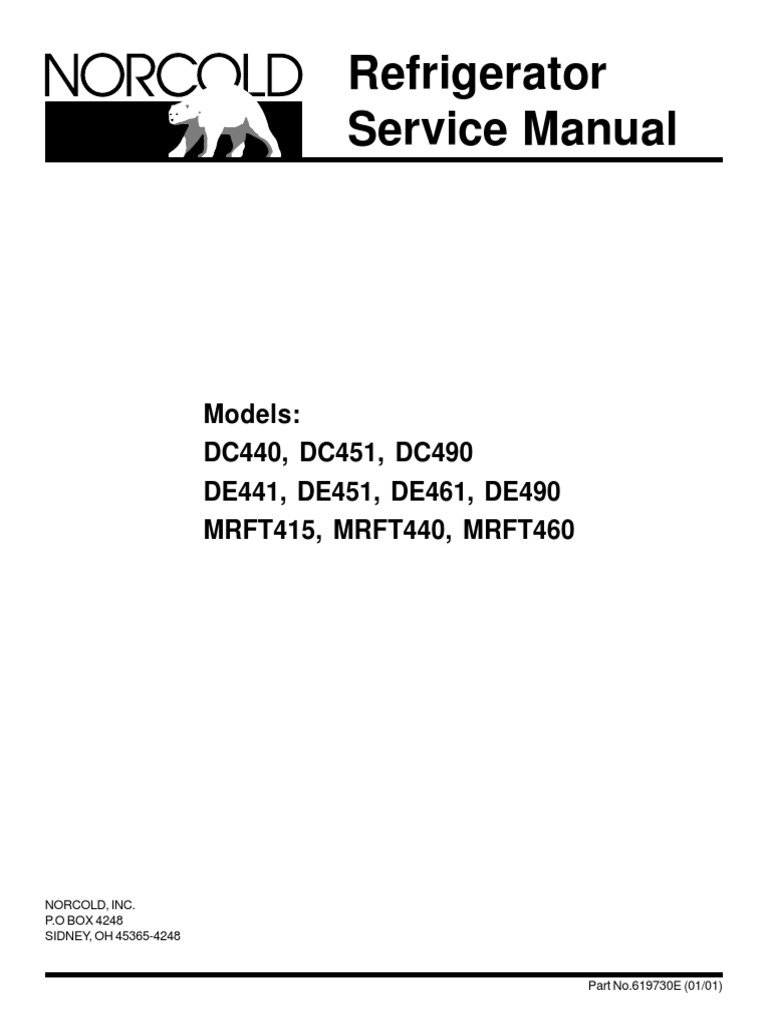 Refrigerator Service Manual: Models: DC440, DC451, DC490 DE441, DE451 ...