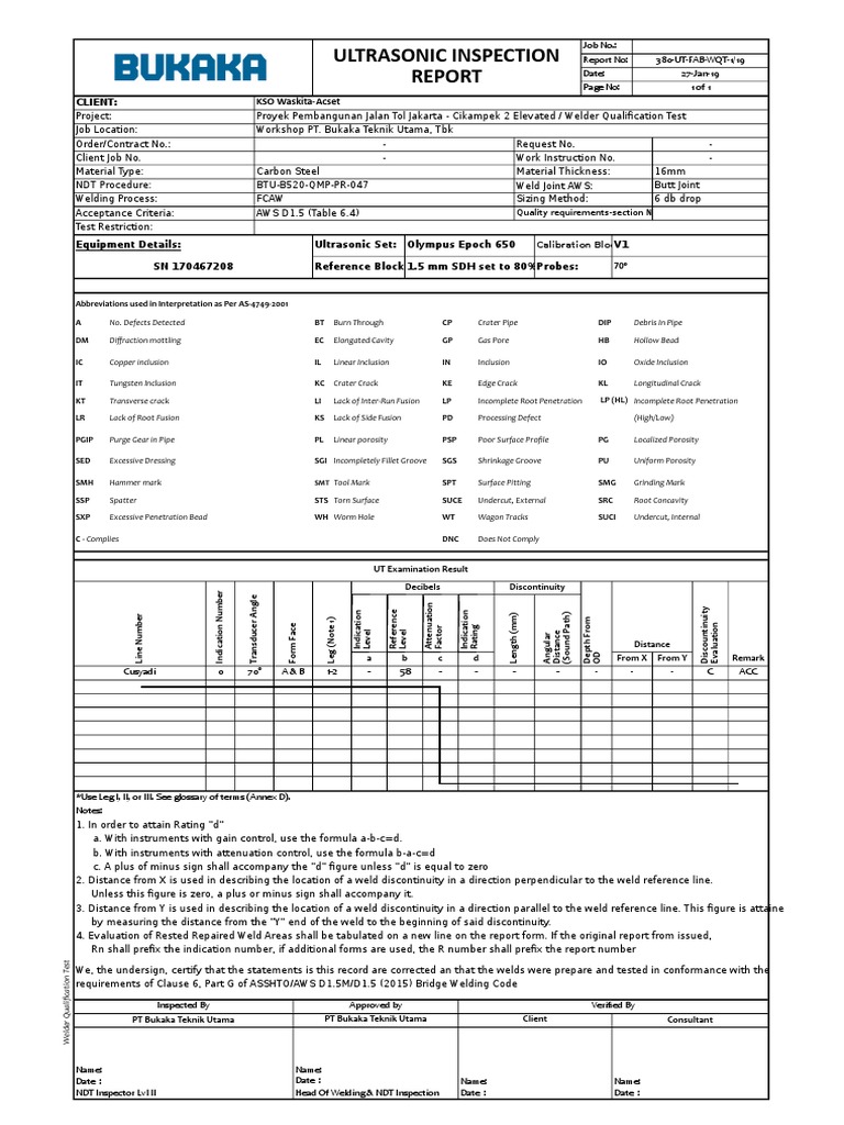 Ultrasonic Inspection: KSO Waskita-Acset | PDF | Nondestructive Testing ...