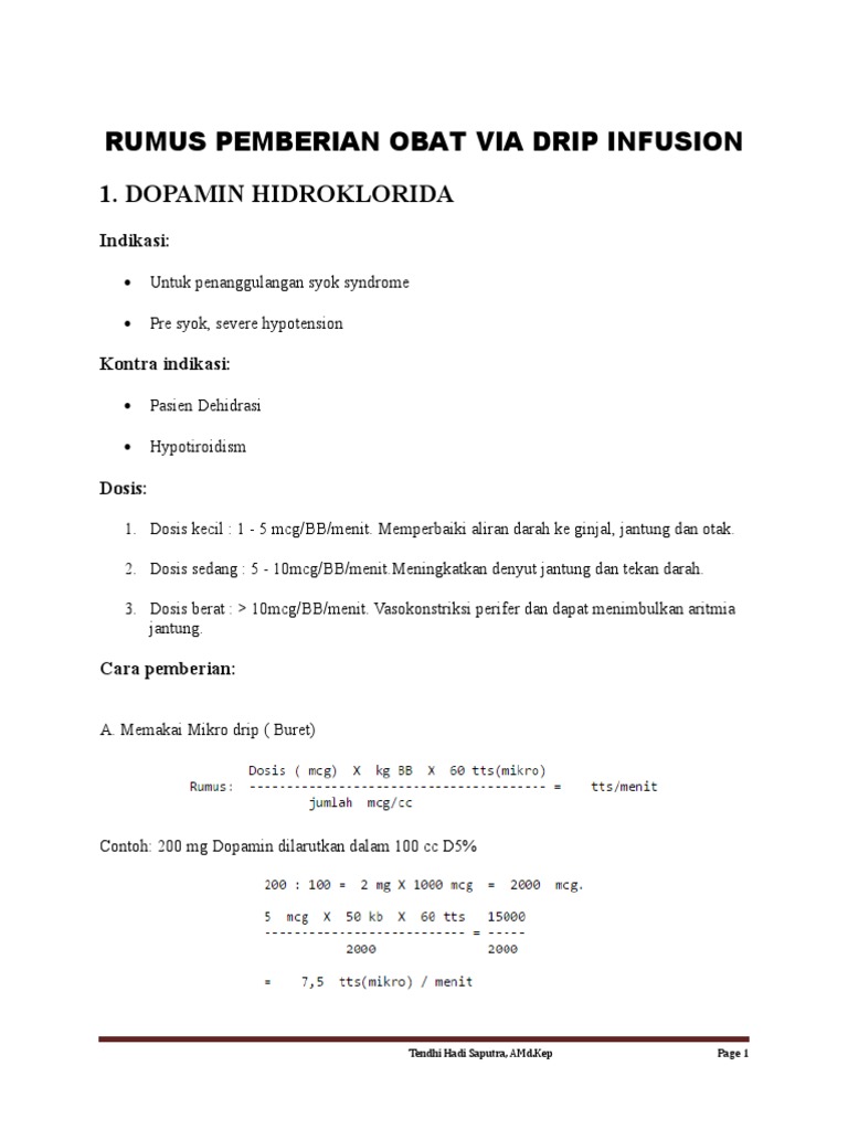 Dosis Obat untuk Drip Infusi Medis | PDF | Kesehatan Holistik