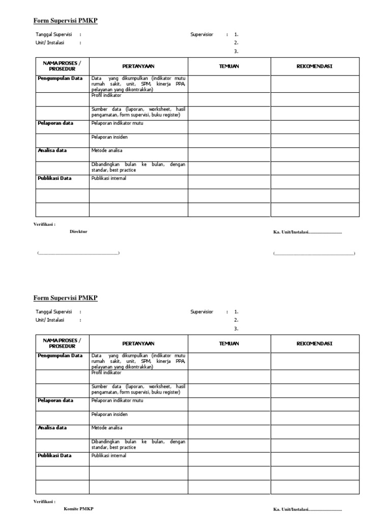 Form Supervisi PMKP Rumah Sakit | PDF