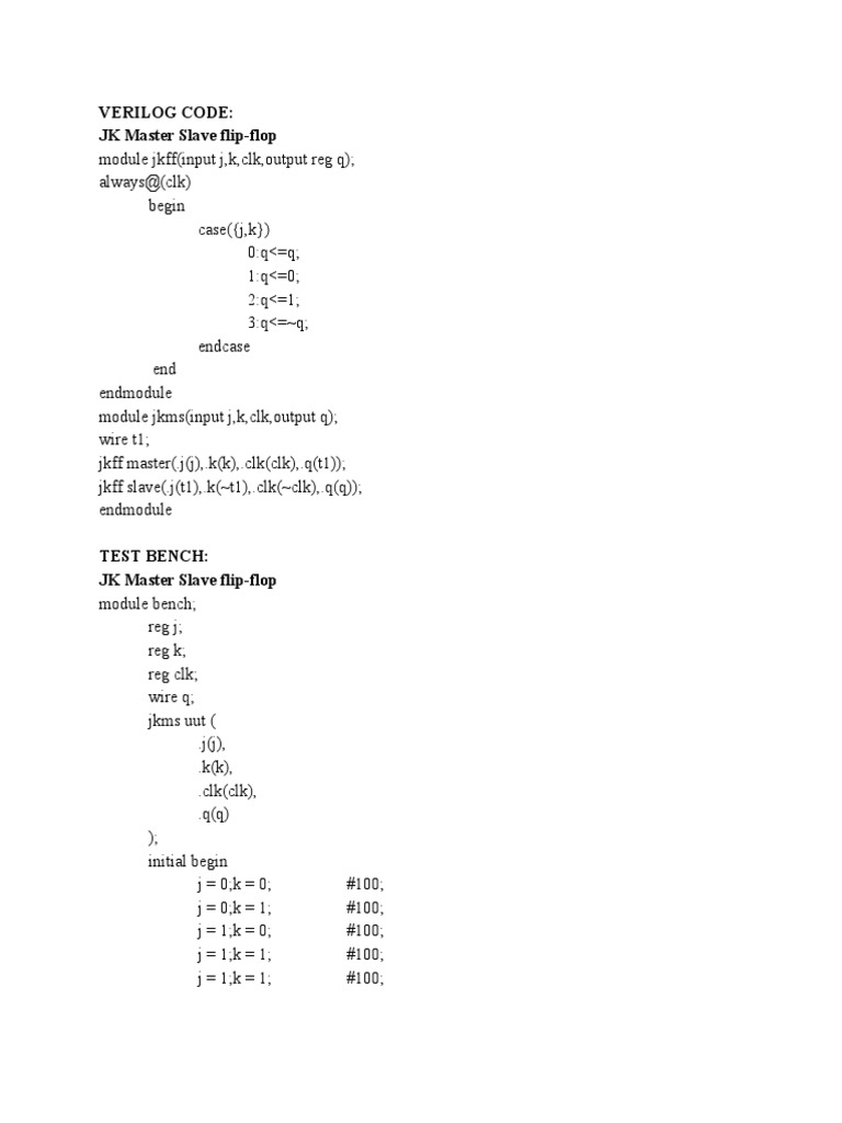 VERILOG CODE - Single Page PDF | PDF