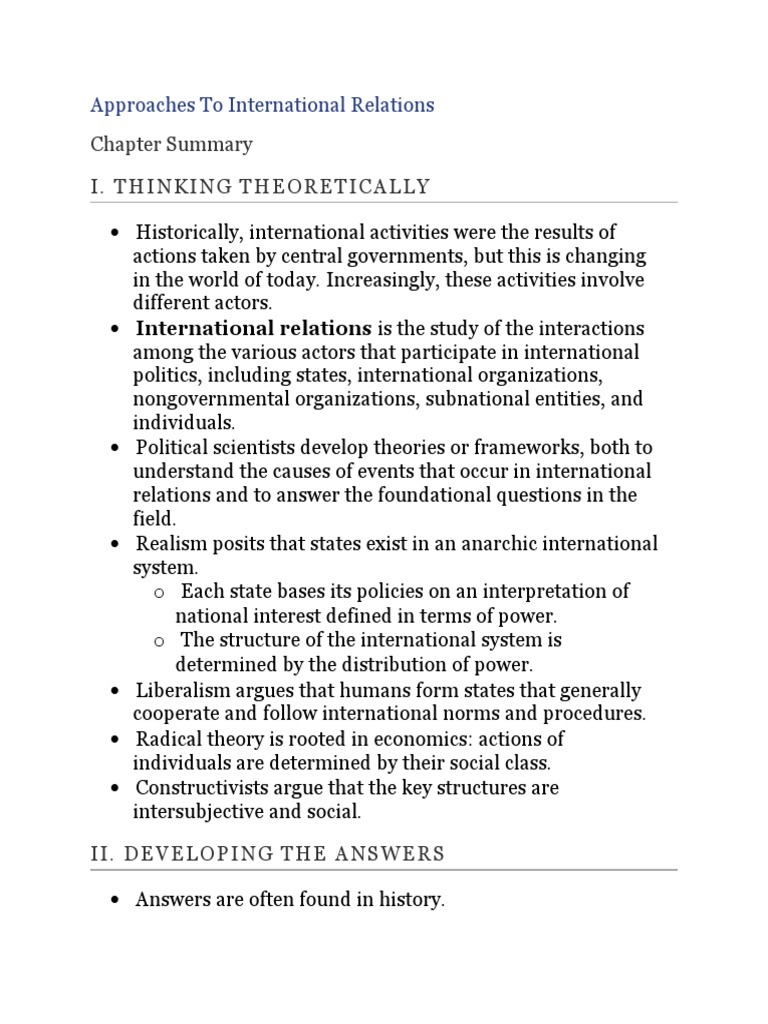 Approaches To International Relations | PDF | International Relations ...