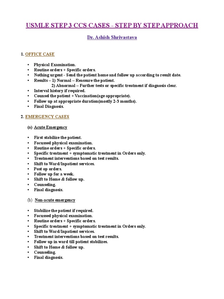 USMLE Step 3 CCS in Short | PDF | Physical Examination | Medicine