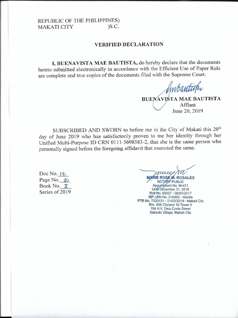 Verified Declaration PDF | PDF