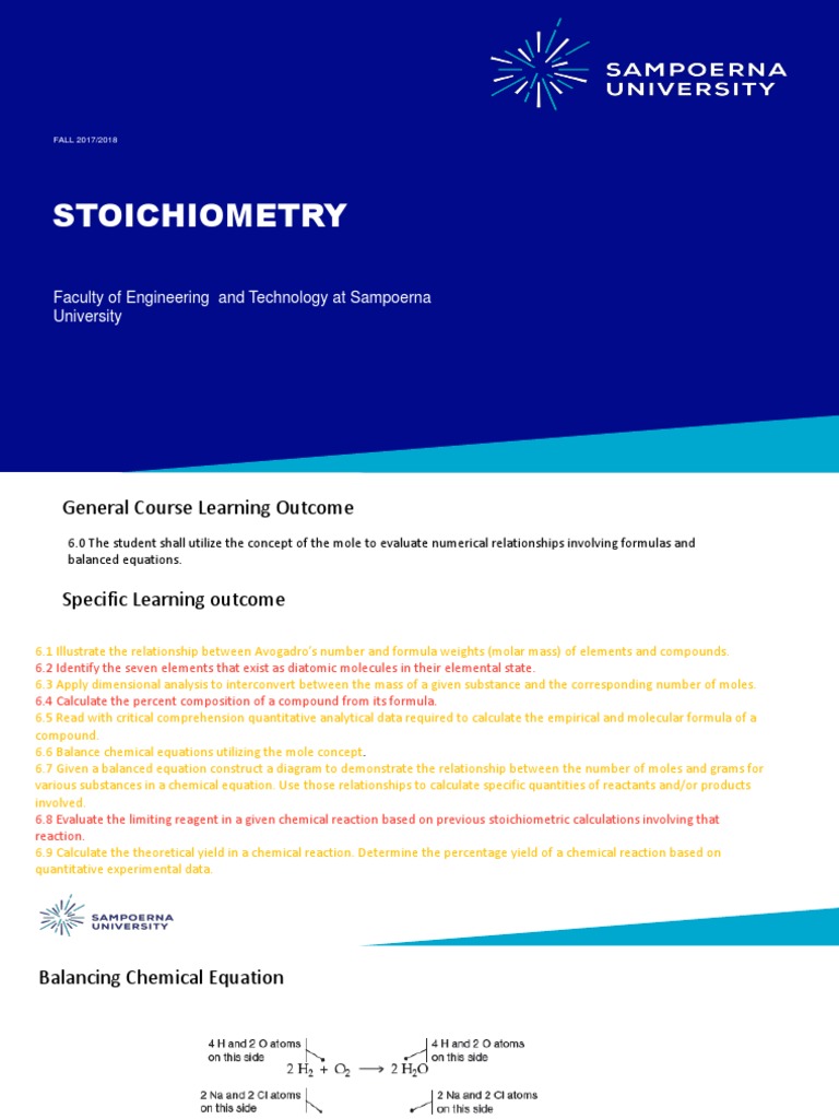Stoichiometry: Faculty of Engineering and Technology at Sampoerna ...