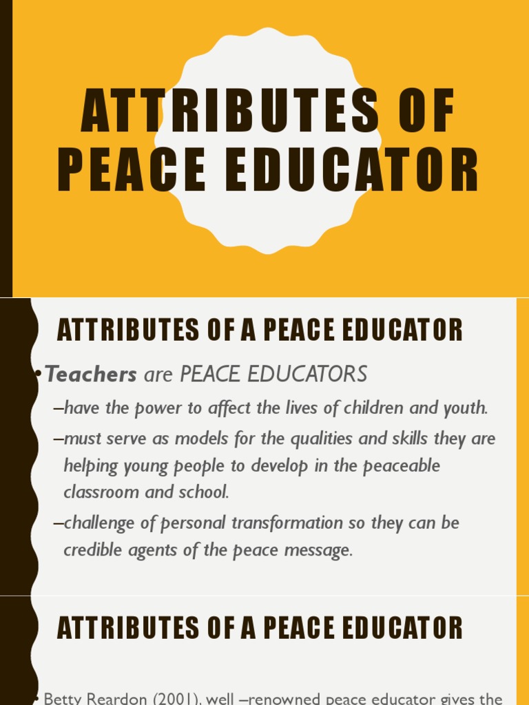 Attributes of Peace Educator | PDF