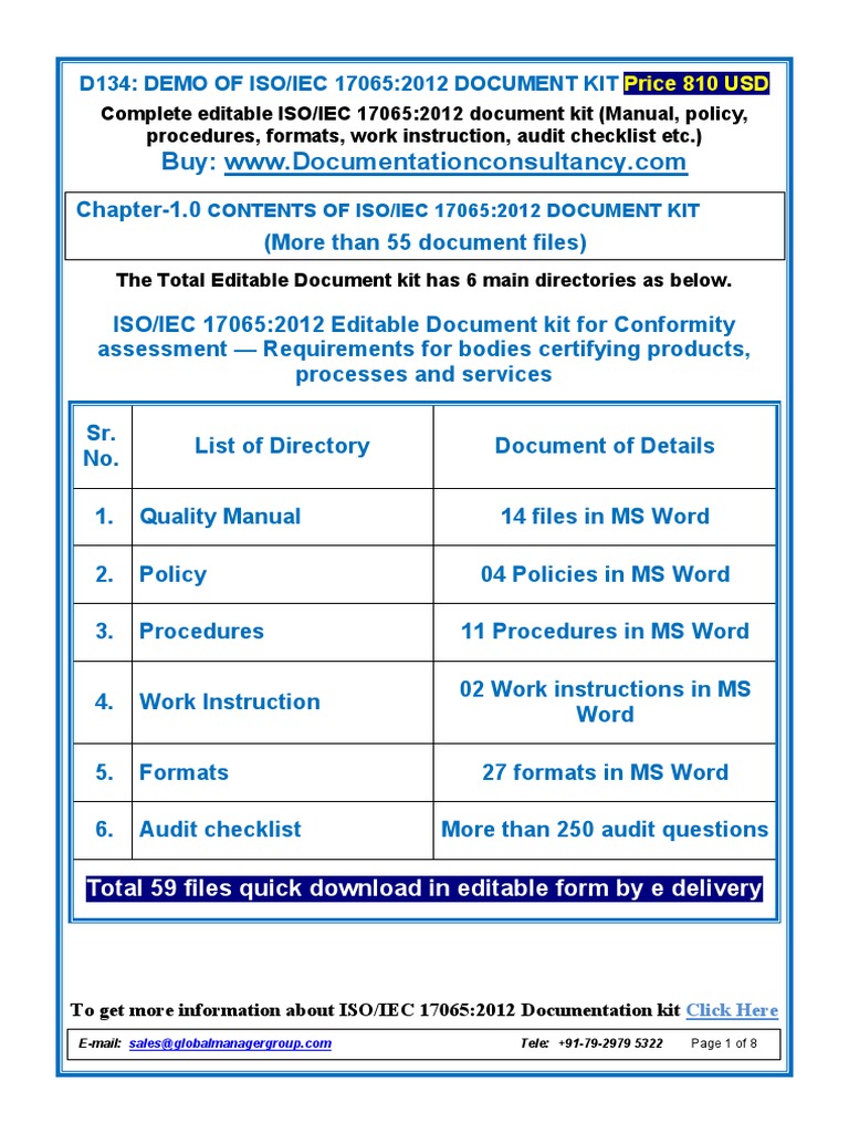 ISO/IEC 17065:2012 Document Kit Demo | PDF | Audit | International ...